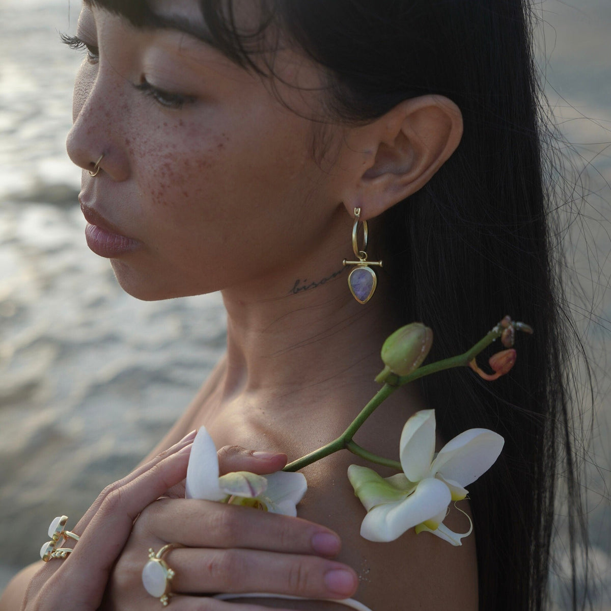 Indra 14K Gold Rainbow Moonstone Earrings – Sunsara Jewellery