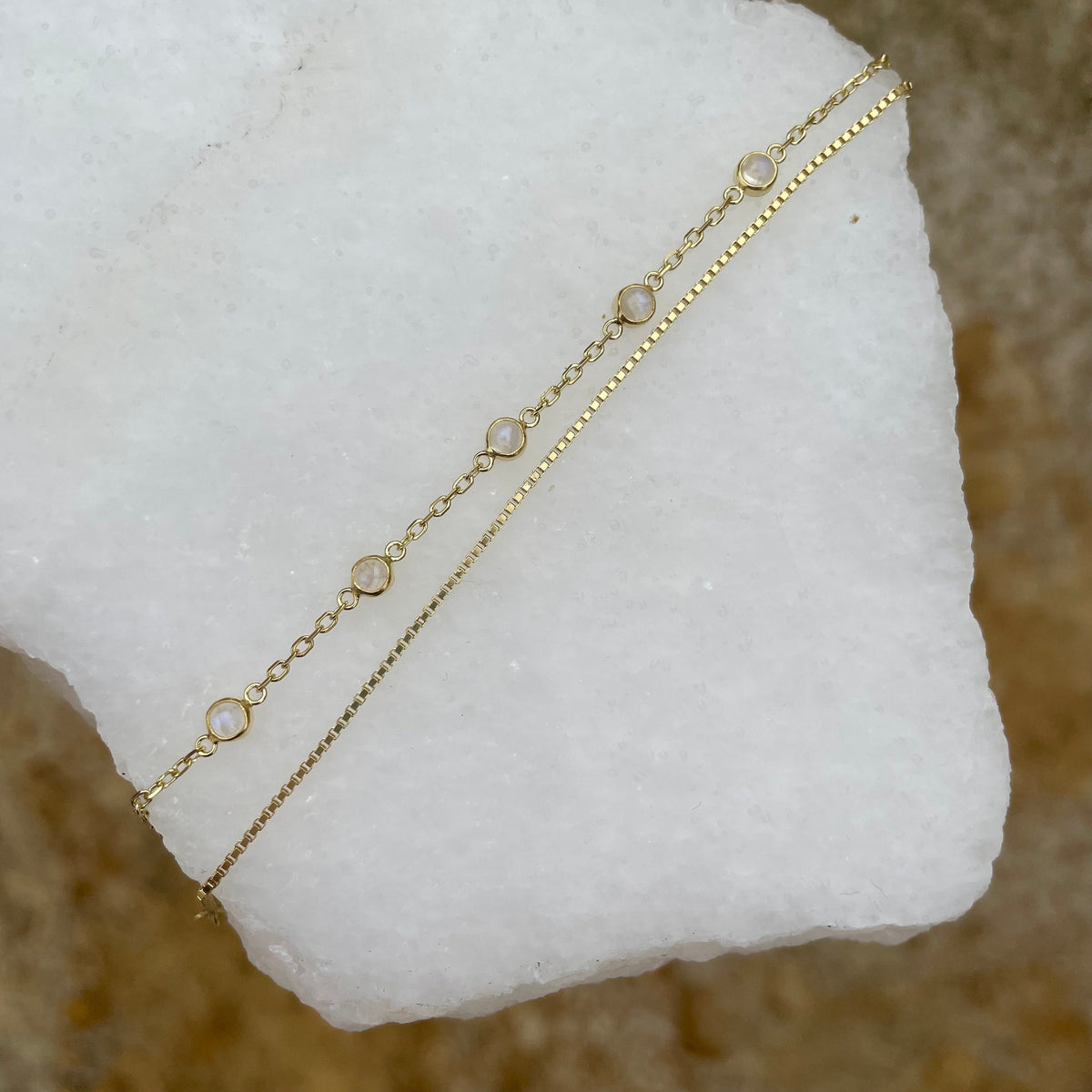Cleo 14K Gold Rainbow Moonstone Bracelet – Sunsara Jewellery